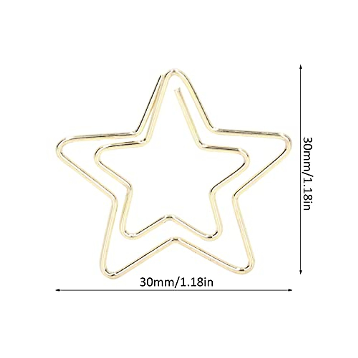 100Pcs Metal Paper Clips, Electroplating Golden Bookmark Marking Clips for School Office Personal Document Organizing(Star)