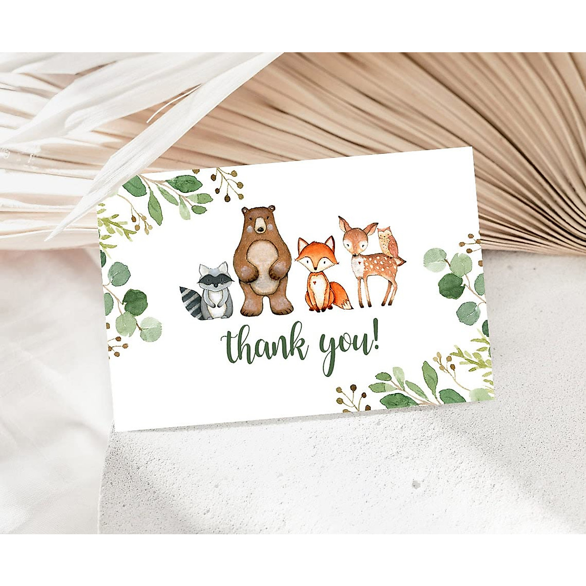 50 Pack Woodland Thank You Cards With Envelopes & Stickers, Woodland Baby Shower Thank You Note, 4 x 6 inches, Perfect for Woodland Baby Shower & Kids Birthday