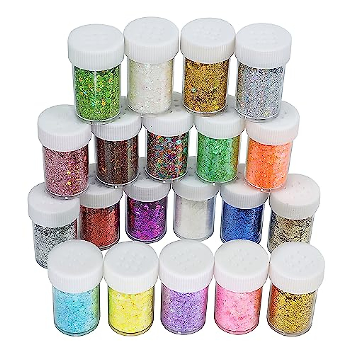 Holographic Chunky and Fine Glitter Mix, 20 Colors Craft Glitter for Resin, Iridescent Nail Glitter, Cosmetic Eye Hair Face Body Glitter, Glitter Flakes Sequins for Epoxy Resin Tumbler DIY Arts Crafts