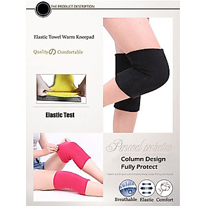 Mcolics Cotton Non-Slip Soft Absorbent Knee Pad Support Brace Protector Leg Sleeve Kneelet Thickening Extended Warm for Men & Women Outdoor Sports Running Dancing Gym Yoga Fitness, 1 Pair (Black)