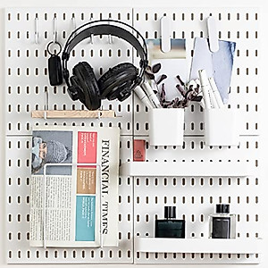 MULSAME Pegboard Combination Kit, Wall Mounted Storage Set with 4 Pegboards & 14 Accessories Hanging, White Peg Boards Organizer for Walls Display, Crafts Organization, Kitchen Organizer, 22" x 22"