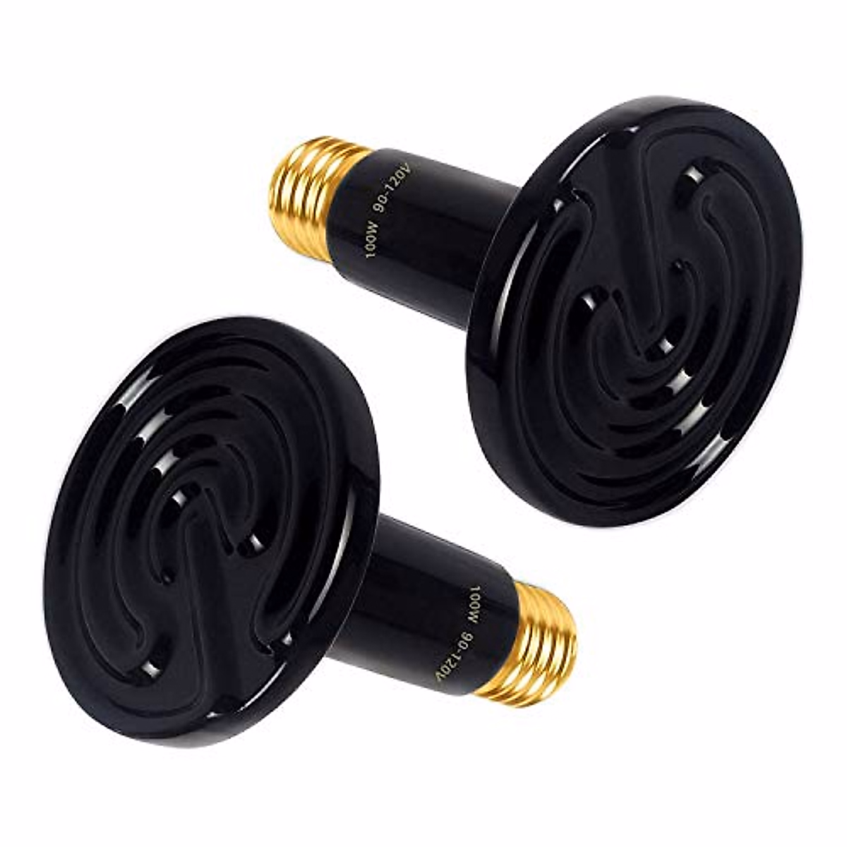 100W 2 Pack Ceramic Heat Lamp Bulb Infrared Reptile Heat Emitter Heater Lamps Bulbs for Pet Brooder Coop Chicken Lizard Bearded Dragon Turtle Snake Aquarium, No Light Emitted No Harm (ETL Listed)