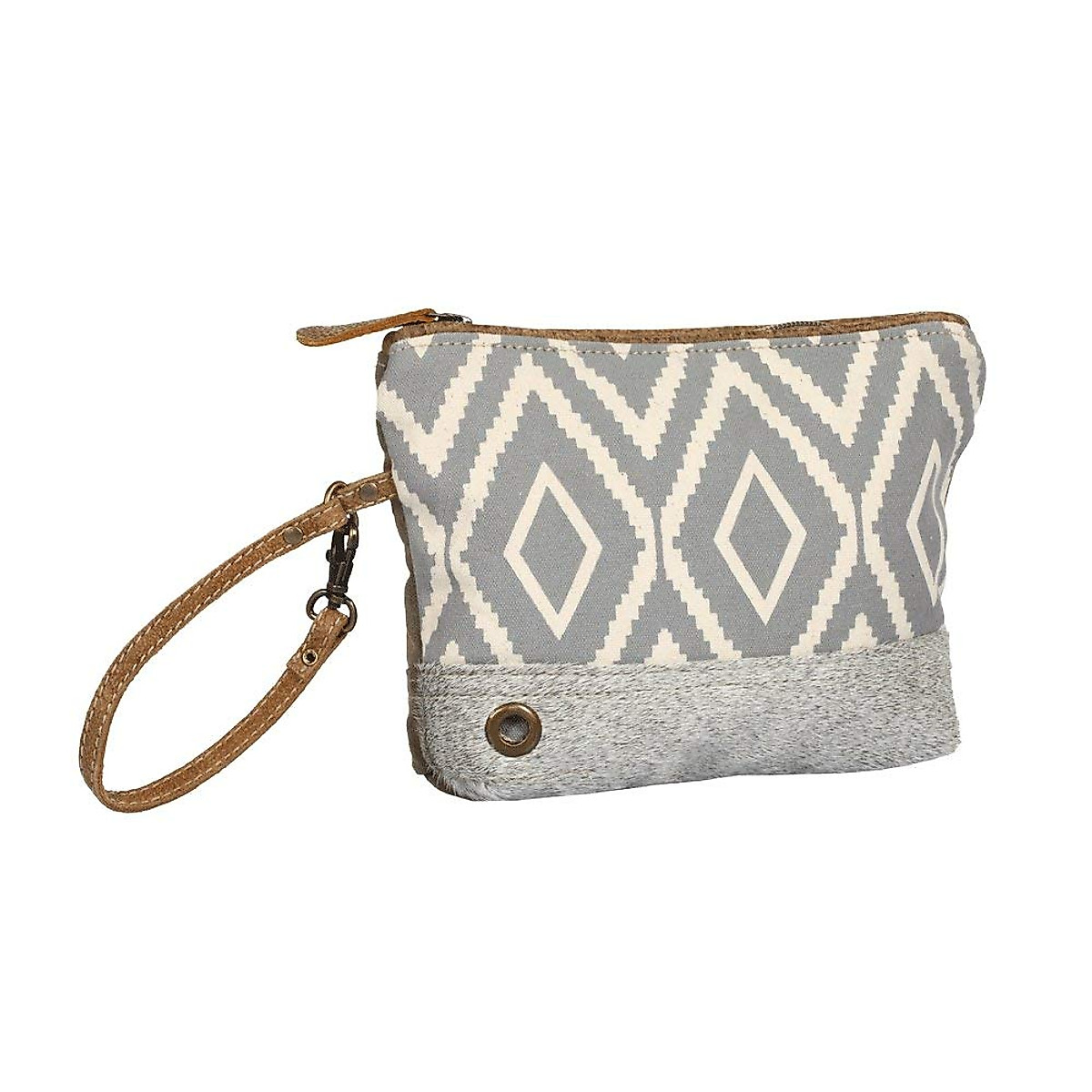 Myra Bag Blaze Upcycled Canvas & Leather Wristlet Pouch Bag S-1330