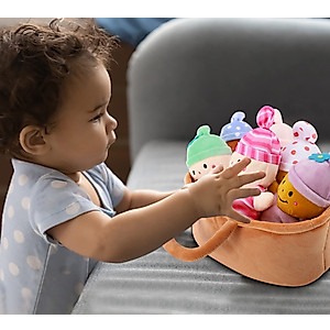 Qpewep Basket Plush Baby Dolls Soft Multicultural Sensory Babies Toy Set 6 Piece Interchangeable Clothes Stuffed Plush Figures for All Ages Gift