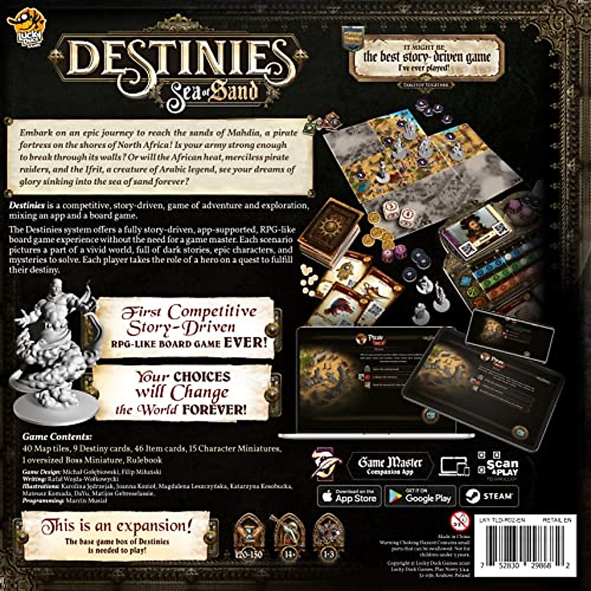 Destinies Sea of Sand Board Game Expansion - Immersive Storytelling and Adventure for Tabletop Enthusiasts, Ages 14+, 1-3 Players, 120-150 Minute Playtime, Made by Lucky Duck Games