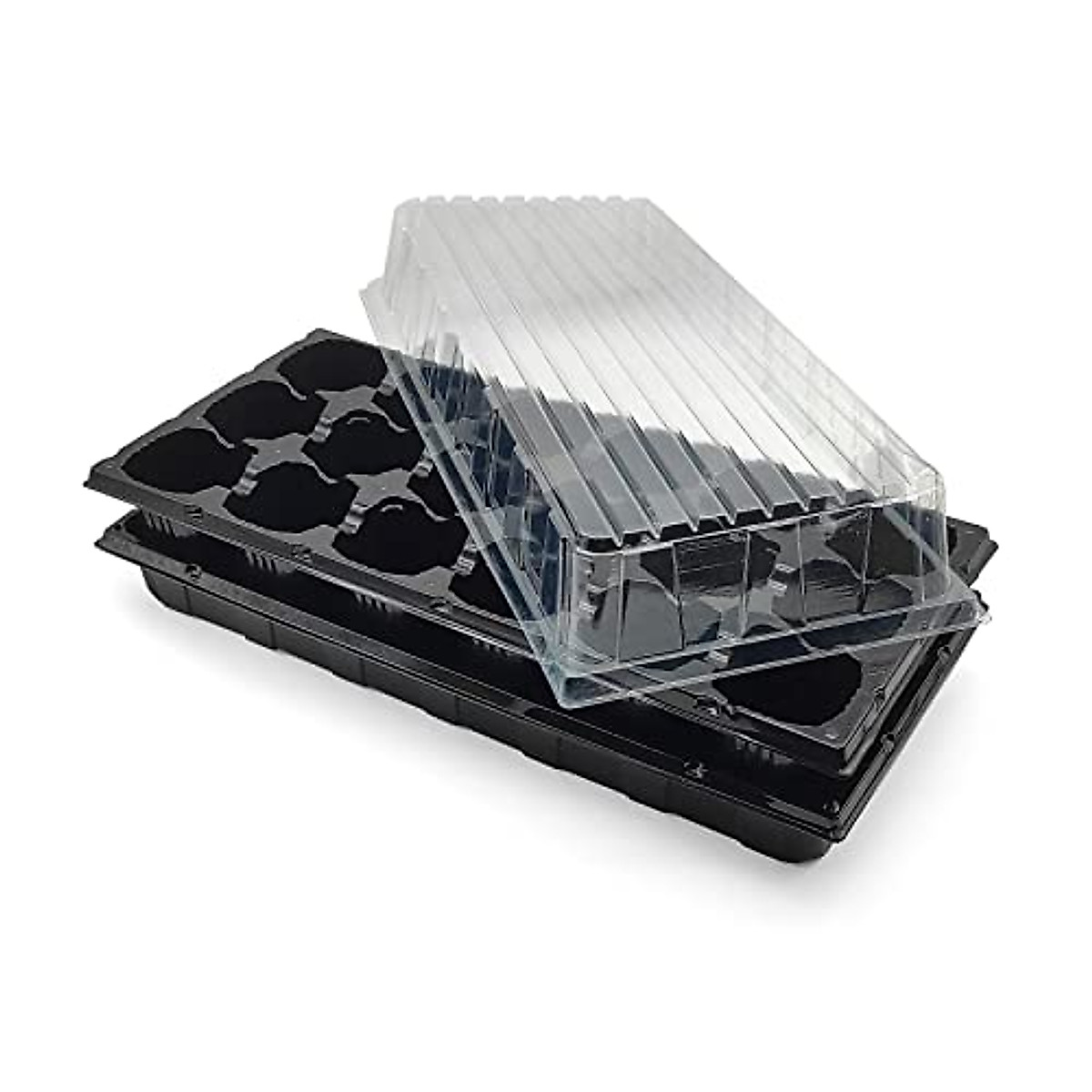 ZIRKA Seed Starter Tray with Dome Kit 5 Pack Heavy Duty Plant Germination Trays 18 Cells Propagation Tray 17.3x8x3 inch