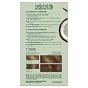 Clairol Natural Instincts Demi-Permanent Hair Dye, 7 Dark Blonde Hair Color, Pack of 3
