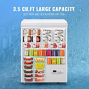 DEMULLER Chest Freezer Small Deep Freeezer with 2 Removable Baskets, Compact Freezer with Digital Control Panel accurate to 1 ℉, Mini Freezer for Homes Garages Basements White