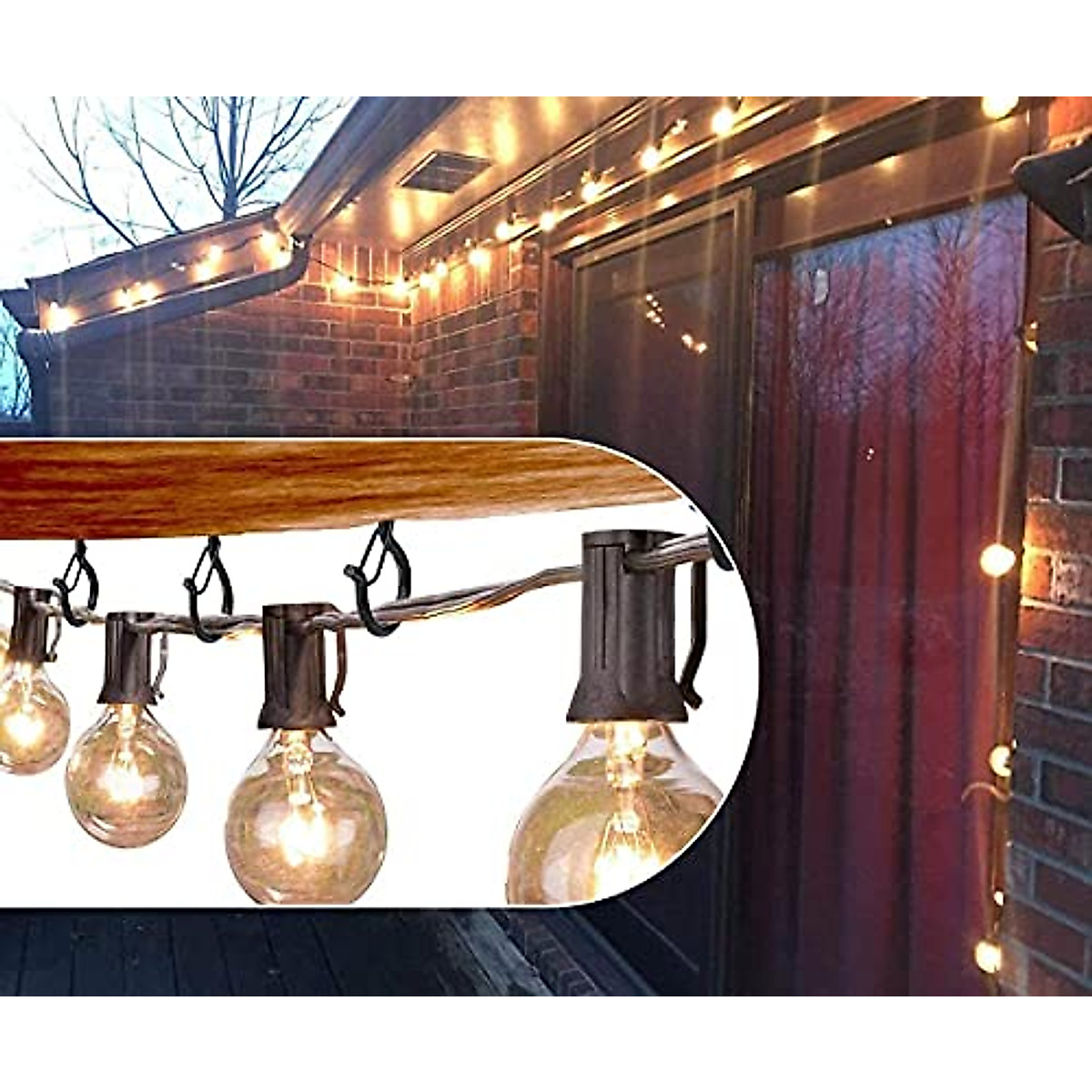 X-AT 20PCS Q-Hanger Safety Screw Hooks,Windproof Metal Hooks Screw,Ceiling Hooks Screw, Outdoor Light Hooks, for String Lights and Wire,Safety Buckle Design