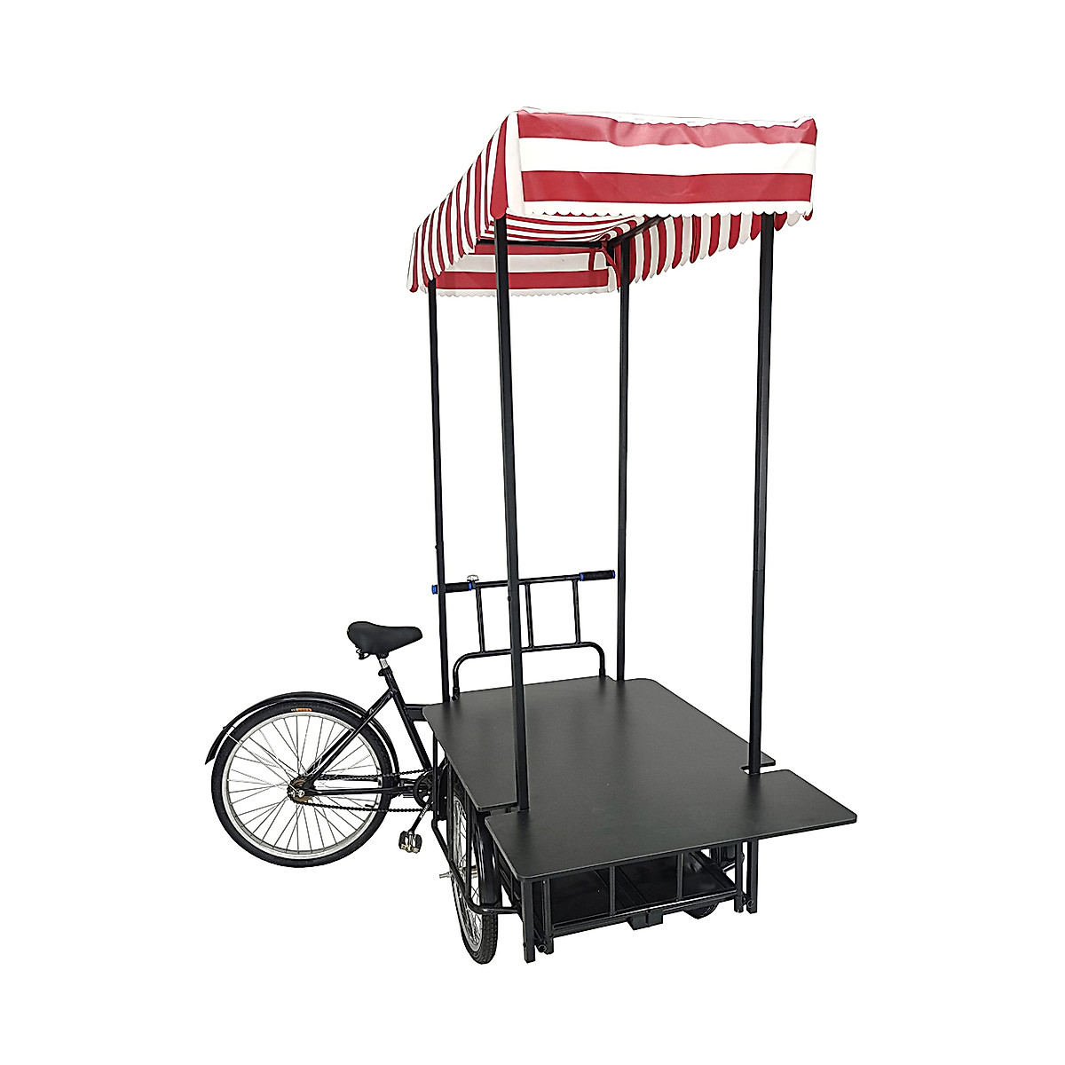 FixtureDisplays® 24" Tire Black Tricyle Vending Cart Ice-Cream Wagon Flower Cart Kiosk Farmers Market Booth Collapsable 10052-NF