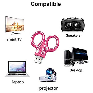 USB Flash Drives, 8GB / 16GB / 32GB / 64GB Waterproof Silicone USB 2.0 USB Memory Stick Data Storage Pendrive Thumb Drives (32GB, Pink Scissors)