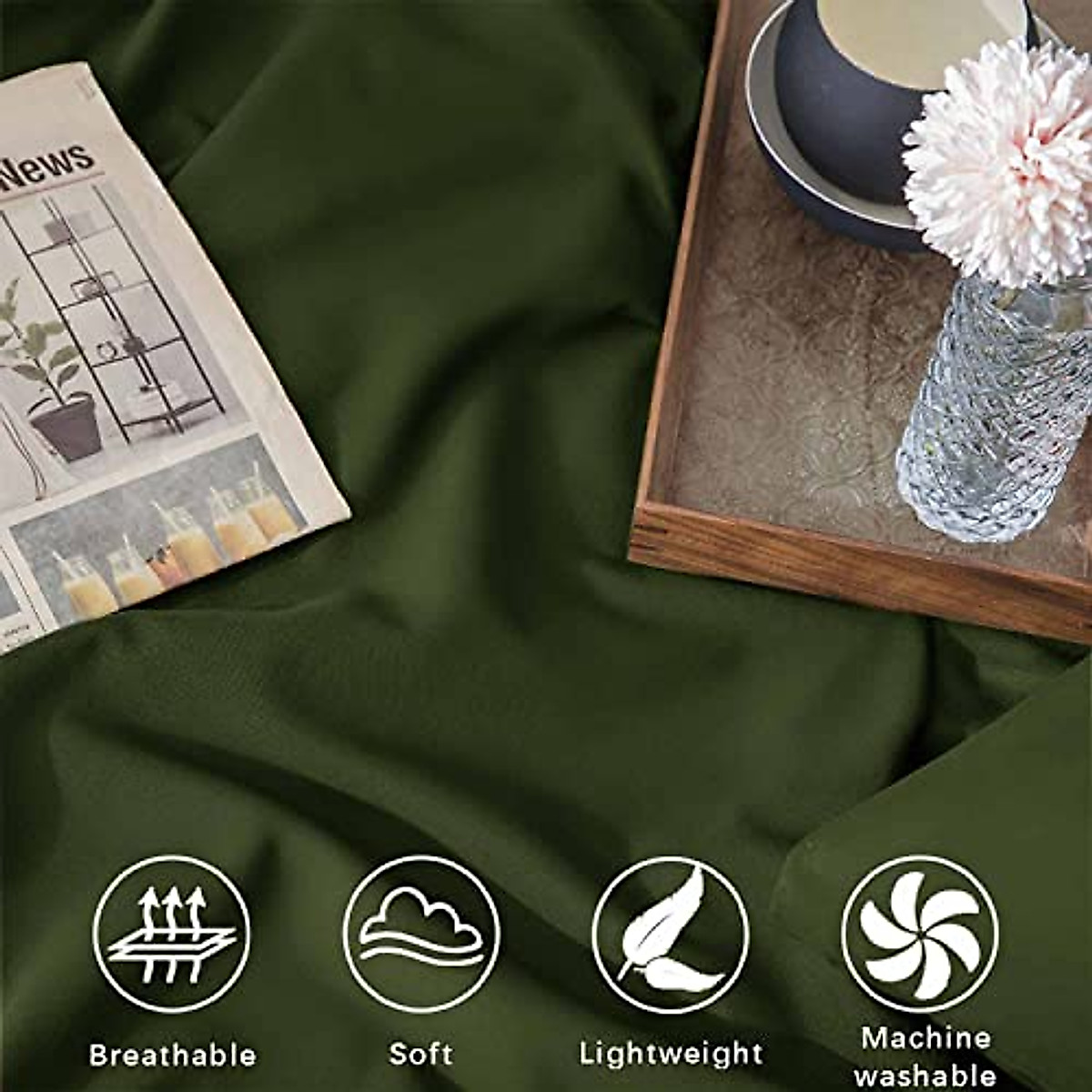 California King Comforter, 3pc Aesthetic Modern Bedding Set Cal King Size, All Season Lightweight Cali King Microfiber Down Alternative Comforter with 2 Pillow Shams for Women Men, Dark Olive Green