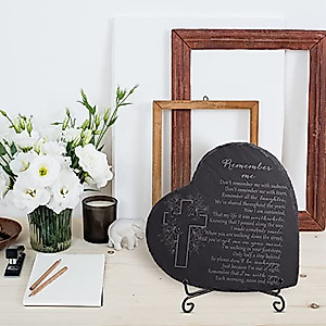 TimTin Memorial Garden Stone Those We Love Don't Go Away Memorial Plaque Decor with Stand Black Sympathy Gifts for Loved One(Cross), 5 Inches