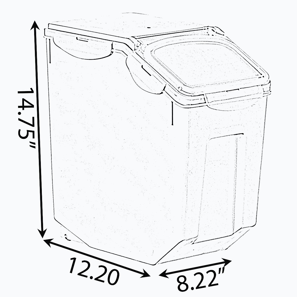 Basicwise Set of 2 White Plastic Storage Food Holder Containers, with a Measuring Cup and Wheels,Large (QI004138L.2)