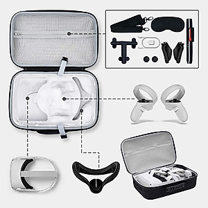 Piskyet Carrying Case with VR Stand, Compatible with Q2 Accessary, Travel Case for Q2/Q1/Elite Head Strap/Halo Strap/Oculus Go, Hard Case with Accessories Kits