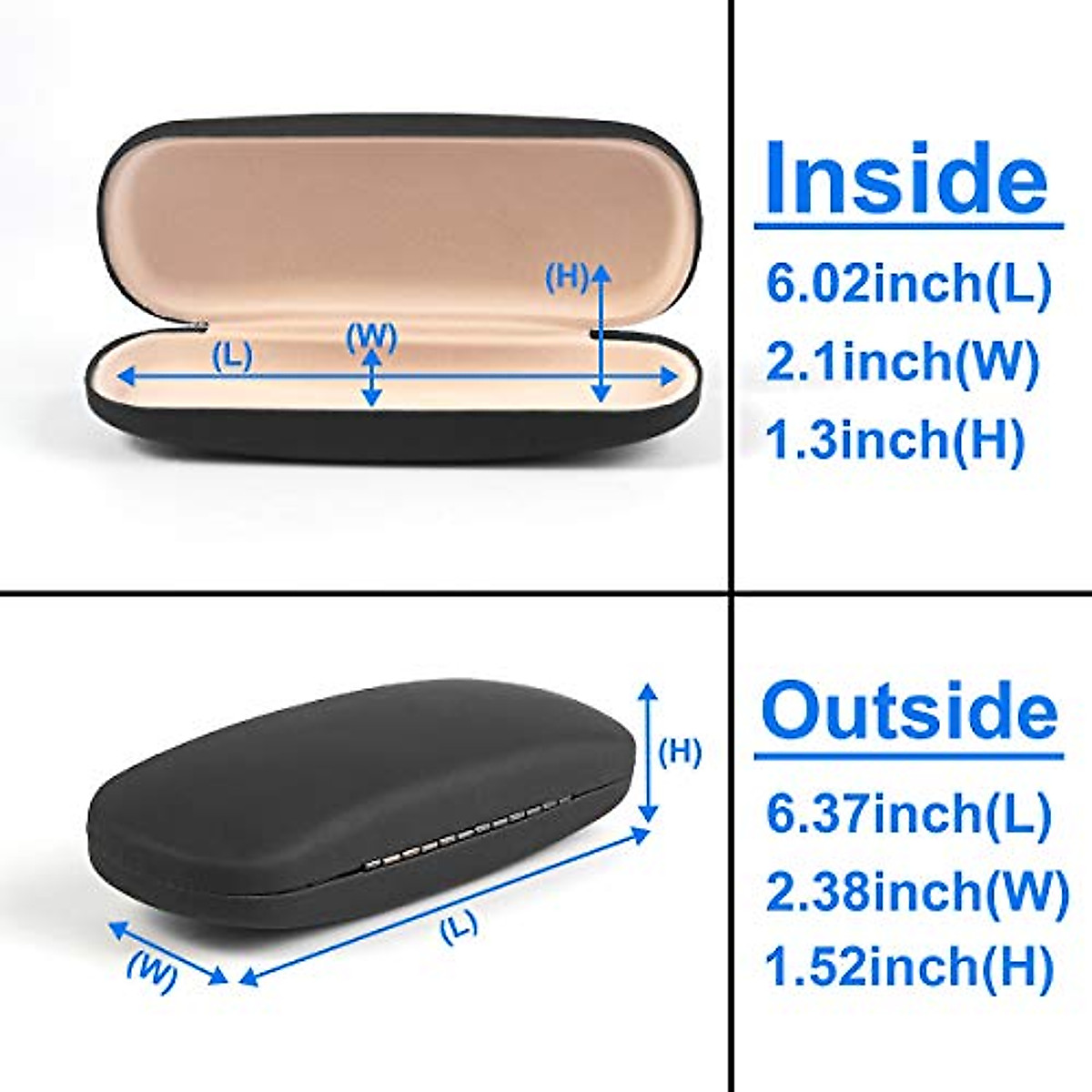 RayLove Unisex Hard Shell Eyeglasses Cases, Protective Case For Glasses(Black)