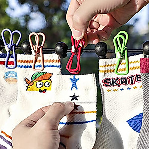 Portable Travel Clothesline with 12pcs Colorful Clothespins, Outdoors Windproof Stretchy Elastic Camping Laundry Clothes Line for Backyard, Vacation Hotel, Balcony Clothes Drying Line