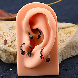 OUFER 6PCS Septum Nose Ring Hoop, 316L Stainless Steel Helix Earrings, Skull Daith Tragus Cartilage Piercing Jewelry, Claw Captive Bead Rings