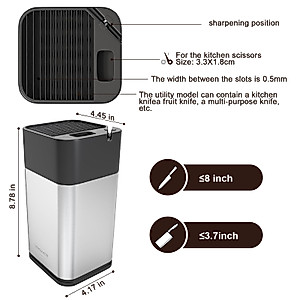 YIYOBEATFO Knife Block Holder,Universal Knife Block Without Knives, Space Saving Knife Storage and Protect Blades, Unique Modern Design with Knife Sharpener and Scissor Slot.