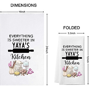 TSOTMO Yaya Gift Yaya Everything is Sweeter in Yaya’s Kitchen Grandma Kitchen Towel Dish Towel (Sweeter Yaya)