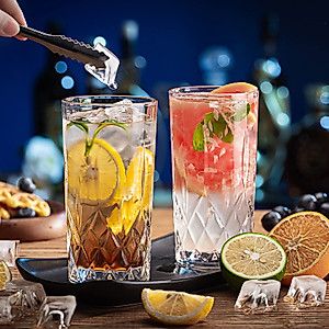 Claplante Crystal Highball Glasses, 6 Pack Glass Drinking Glasses, 11 oz Durable Drinkware Cups for Cocktails, Water, Juice, Beer, Wine-Special Edition Glassware Set, Dishwasher Safe(Mixed)