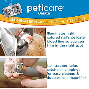 Allstar Innovations PetiCare LED Light Pet Nail Clipper- Great for Trimming Cats & Dogs Nails & Claws, 5X Magnification That Doubles as a Nail Trapper, Quick-Clip, Steel Blades