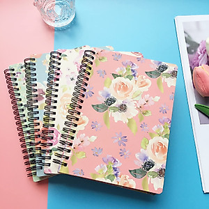 Rhuyoshn Spiral Notebooks, Cute Journals for Women, 4 Pack College Ruled Hardcover Notepad for Work, B6 Size, Small 5 × 7 Flower Journal Office Supplies