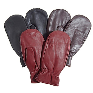 Pratt and Hart Alps Women’s Leather Mittens with Hi-Loft Sherpa (Polyester) Lining Size L Black