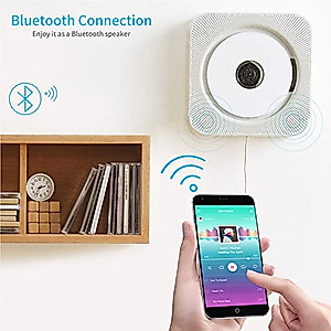 Wall Mountable CD Player with Bluetooth: Portable CD Music Player with Remote Control HiFi Sound Speaker FM Radio Support AUX/USB, Headphone Jack for Home, Kids, Kpop, Gift