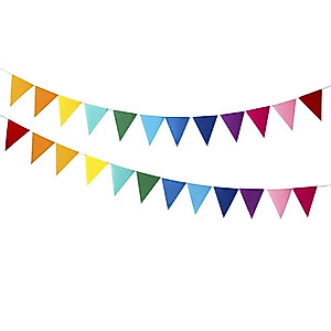 Rainbow Party Decorations, Assembled Rainbow Banner 24pcs Multicolor Flags Rainbow Bunting Banner Decorations for Colorful Birthday Party Kids Playroom Classroom