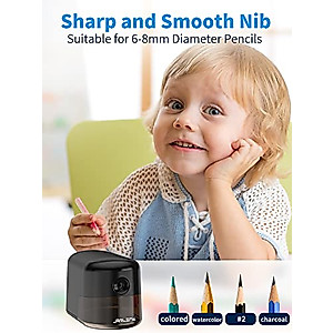 JARLINK Electric Pencil Sharpener, Heavy Duty Pencil Sharpeners for 6-8mm No.2/Colored Pencils, Wall Industrial Pencil Sharpener with Stronger Helical Blade in Classroom/Office/Home (Black)