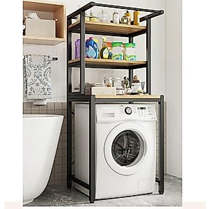 WSZDRH 3-Tier Laundry Organization and Storage Shelf, Over Washer and Dryer Storage Shelves, Laundry Room Organization Over The Washing Machine Storage Rack(Black)