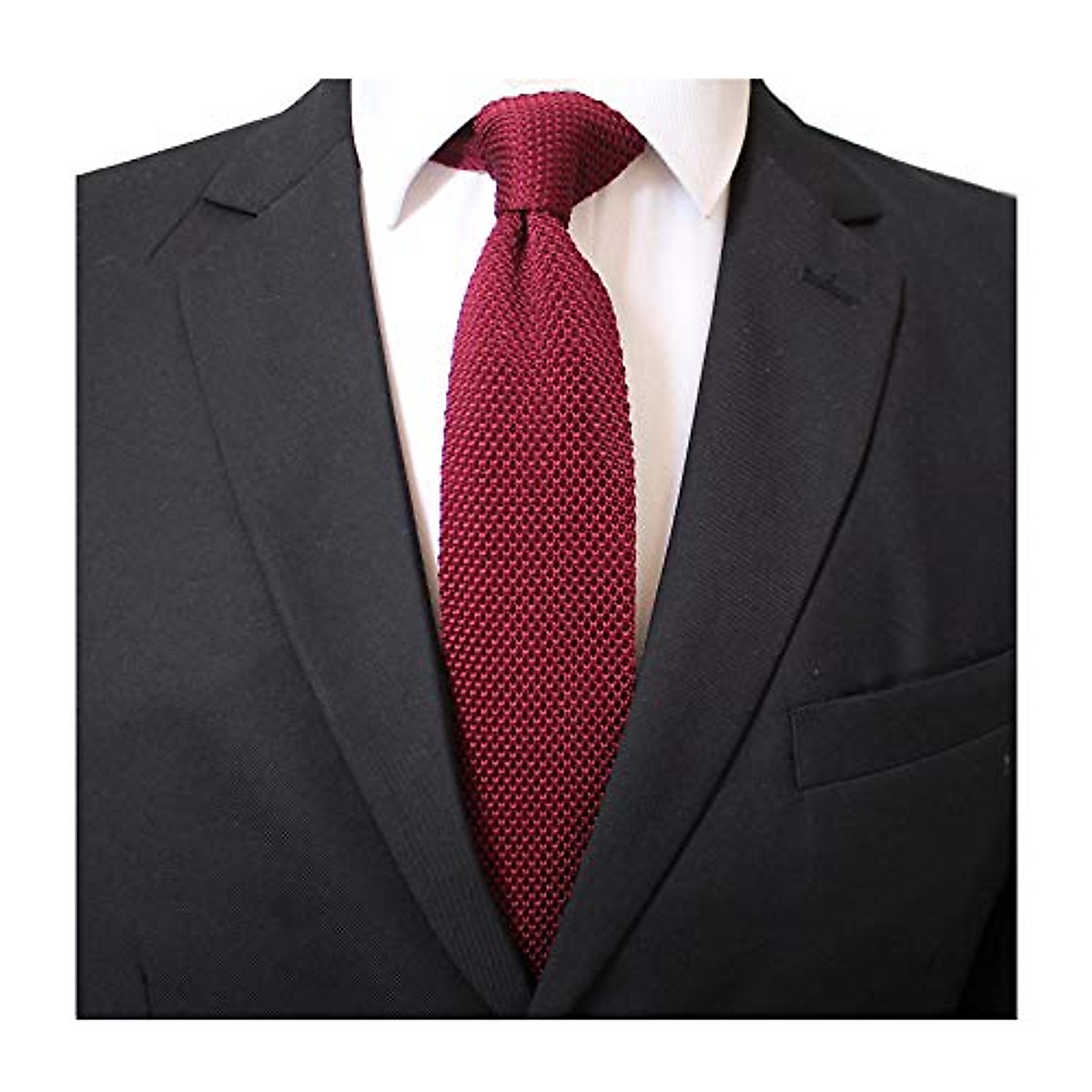 Kihatwin Men's Wine Red Eco-friendly Self Ties Extra Long Knitted Necktie Solid 58 Inches