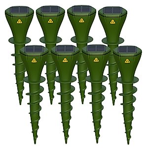 Solar Powered Mole Repellent for Lawns Screw Gopher Repellent Quiet Outdoor Vibration Deterrent Get Rid of Snake Vole Racoon Armadillo and Other Burrowing Pests (8 Pack)