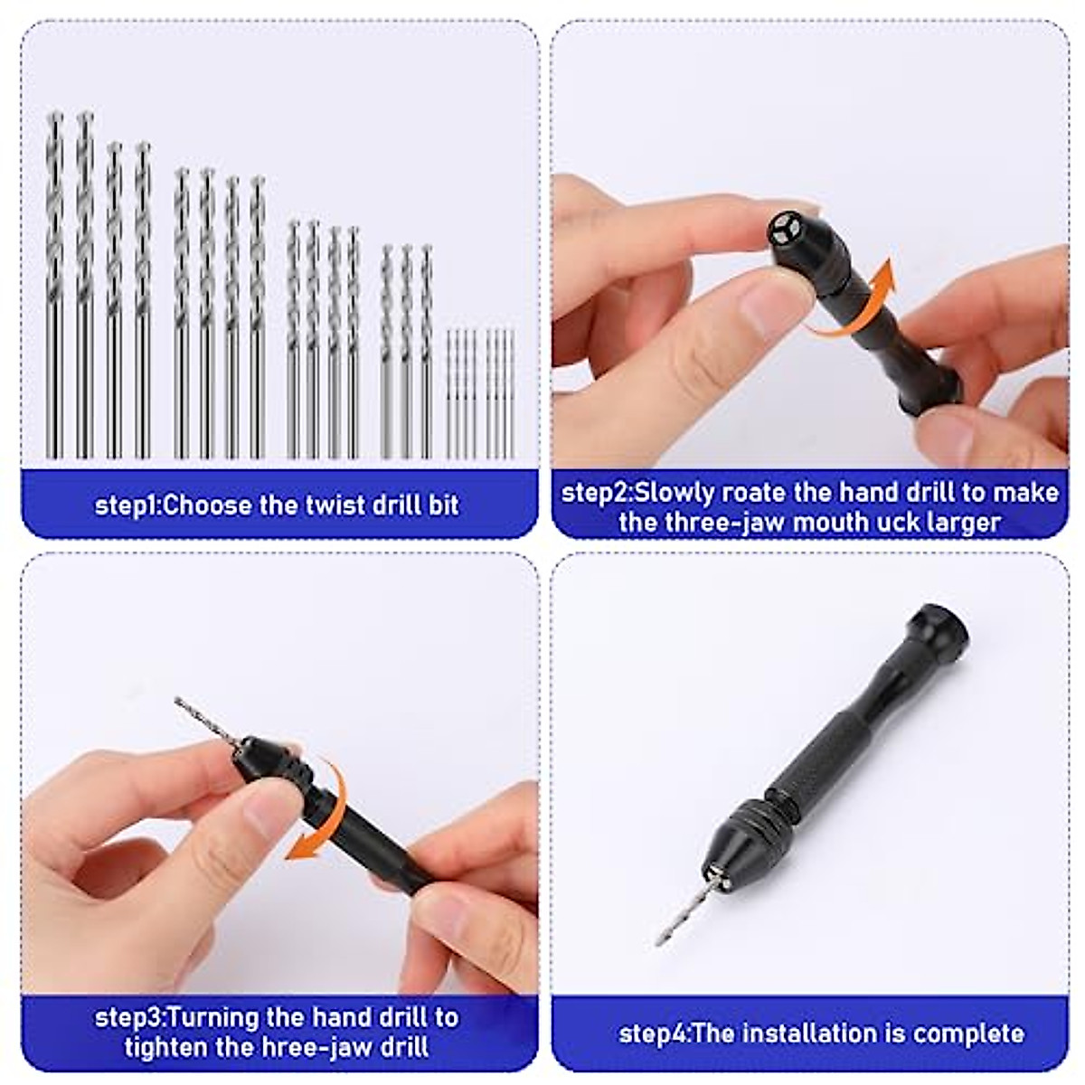 36 Pieces Hand Drill Bits Set, Pin Vise Hand Drill Mini Micro Drill and Twist Drills Precision Hand Mini Drill Bits Set for Resin Polymer Clay Craft Model Jewelry Making