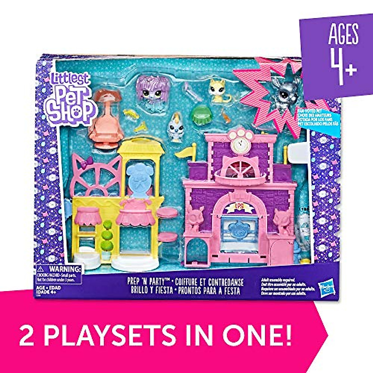 Littlest Pet Shop Prep 'n Party Double Playset Toy, Sparkle Deco, Includes Fan-Voted Pet, Ages 4 and Up