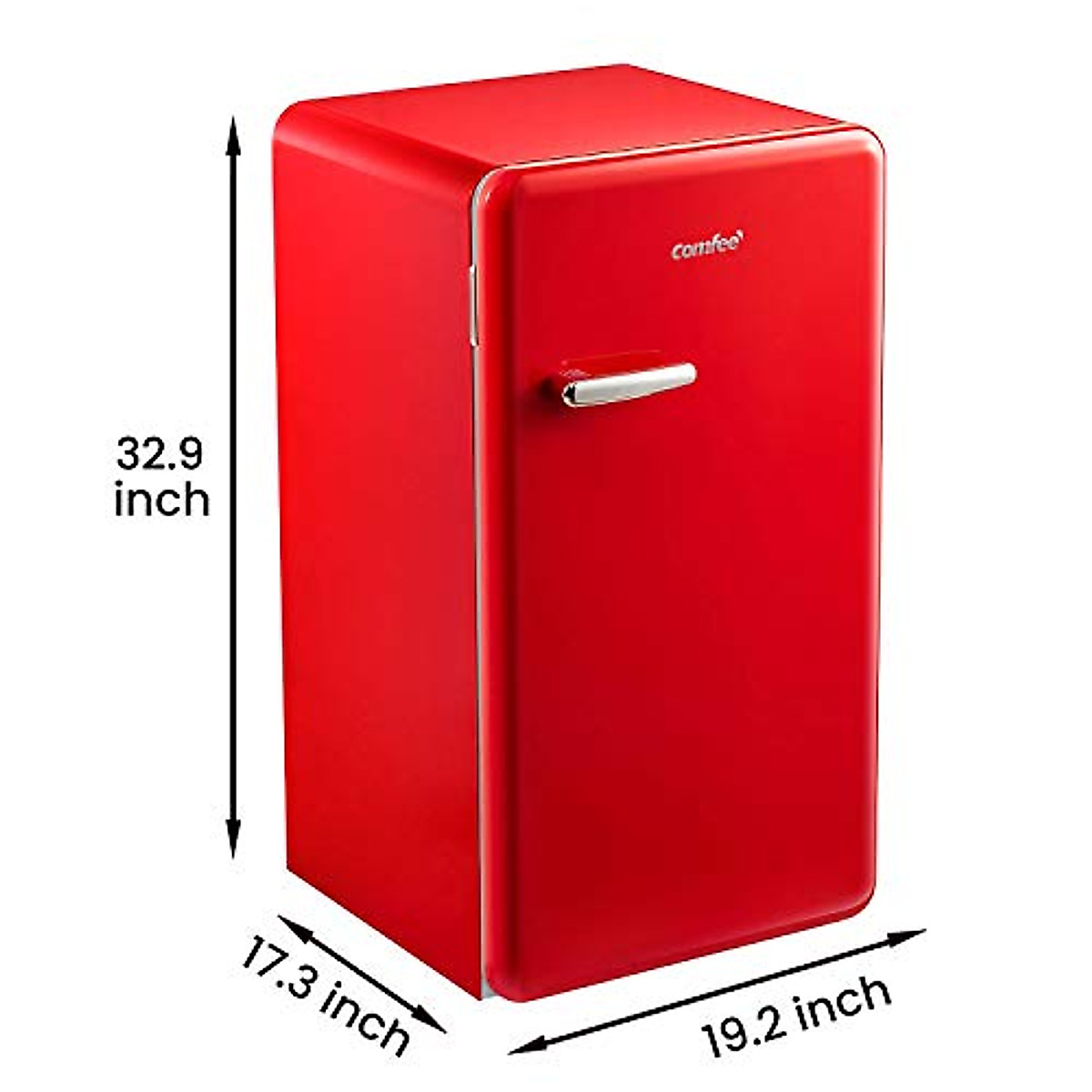 COMFEE' CRR33S3ARD Mini Fridge,3.3 Cubic Feet Solo Series Retro Refrigerator, Small Fridge for Office/Bedroom/Dorm/Garage with Adjustable Legs [Red]