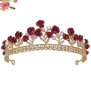 Rose Crown Rose Tiaras for Women Rose Designed Bride Headdress Wedding Hair Crown Rose Rhinestone Crown Wedding Girl Tiara Headdress
