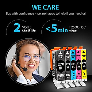 Smart Ink Compatible Ink Cartridge Replacement for Canon PGI 270 XL CLI 271 XL PGI-270XL CLI-271XL 5 Pack (PGBK & BK/C/M/Y) for PIXMA MG5720 MG5721 MG5722 MG6820 MG6821 MG6822 TS5020 TS6020