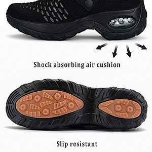 Women's Mesh Garden Shoes Air Cushion Mule Clogs Lightweight Walking Shoes Black EU40 US9.5