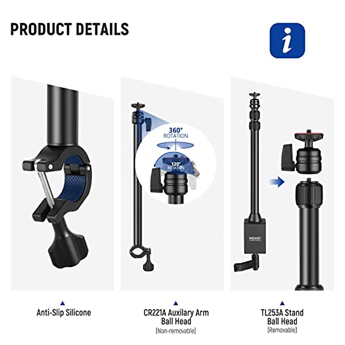 NEEWER Tabletop Camera Mount Stand with Flexible Arm, Overhead Height Adjustable Light Stand Mount with Table Mounting Clamp, Swiveling Ball Head for DSLR Camera, Phone, LED Light, Webcam and More