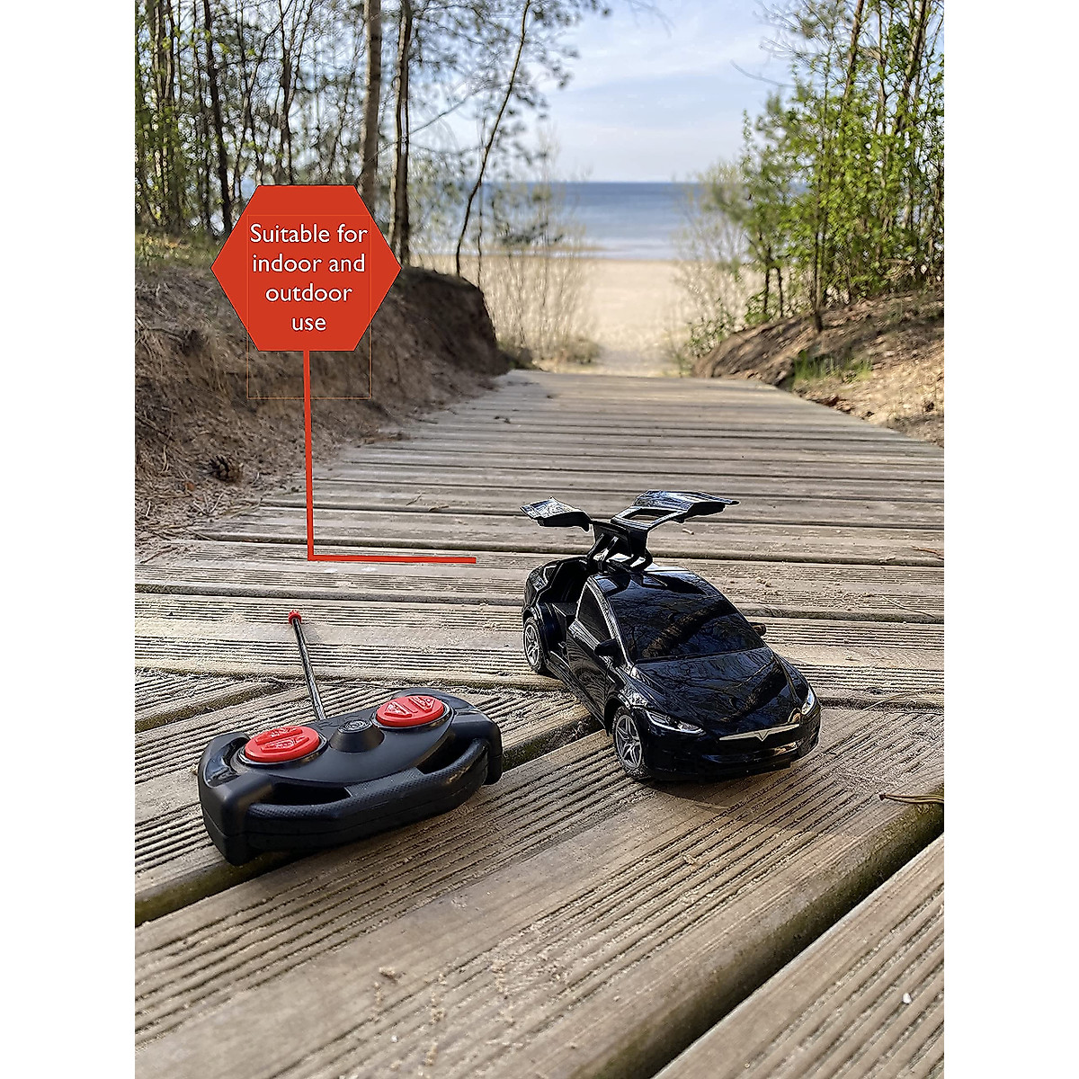 TPower T Power! Dynamic Remote Control Car 1 24 Scale RC Vehicle Great Gift for Children Remote Control Car Model with Falcon Door in Black Color