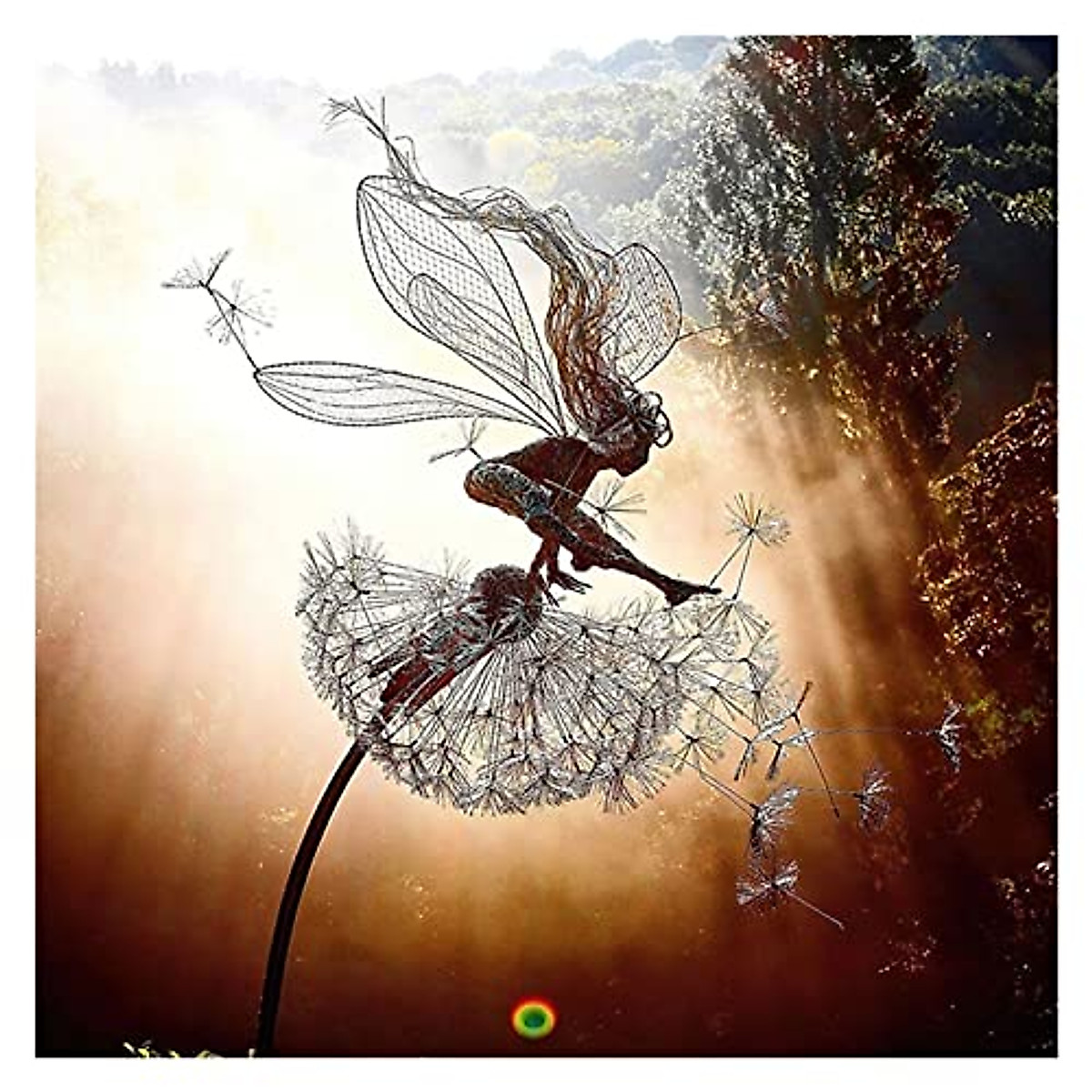 XXDONG LXRZLS Garden Miniature Sculpture Dancing Fairy Statue Mythical Steel Wires Fairy Garden Dandelion Figurine Fairies Pixies Yard Decor (Color : F)