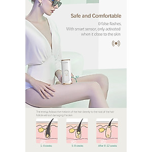 Permanent Hair Removal for Women, Jeezfee Hair Removal Device, at-Home Painless Hair Removal on Armpits Legs Arms Face Bikini line (Elegant White)