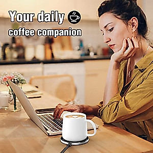 APEKX Auto On/Off Gravity-Induction Coffee Mug with Intelligent Temperature Control 113°F/45°C Cup Warmer Self-Heating with Wireless Charging Function Gifts for Home Office (Mug Included) White