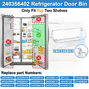 UPGRADED 240356402 Refrigerator Door Bin Compatible with Frigidaire Door Shelf Replacement Frigidaire Gallery Door Shelf Refrigerator Shelves FGHS2631PF4A FFSS2615TS0 LFSS2612TF0 LFSS2612TE0 Door Bin