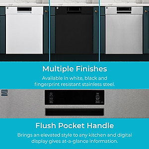 Kenmore 24" Built-In Stainless Steel Tub Dishwasher with SmartWash, UltraWash, SmartDry Plus, MoreSpace Adjustable Rack, Energy Star Certified, Fingerprint Resistant Stainless Steel