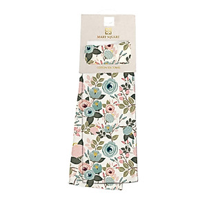 Mary Square Set of Two Coordinating Kitchen Tea Towels I Don't Know What Tomorrow Holds, But I Know Who Holds Tomorrow Peach Floral Design Set for Home