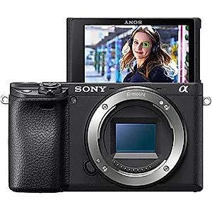 Sony a6400 Mirrorless Camera (ILCE-6400/B) + 64GB Card + 2 x NPF-W50 Battery + Card Reader + LED Light + Corel Photo Software + Case + Flexible Tripod + Hand Strap + More (Renewed)
