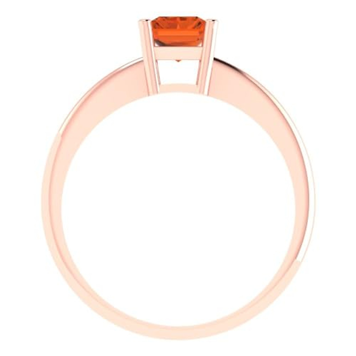 Clara Pucci 1.0 ct Radiant Cut Solitaire Red Simulated Diamond Wedding Bridal Designer Anniversary Engagement Ring Real 14k Rose Gold